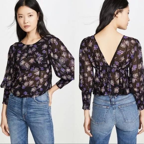 Ganni | Tops | Ganni Purple Open Back Blouse | Poshmark